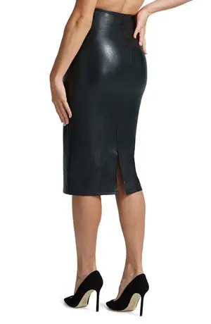 Commando Faux Leather Midi Skirt - Black