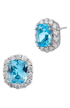 SAVVY CIE JEWELS Cushion Stud Earrings - Blue