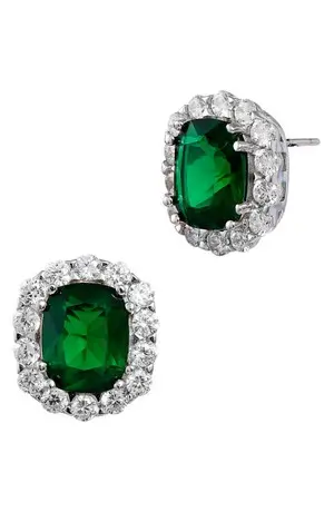 SAVVY CIE JEWELS Cushion Stud Earrings - Green
