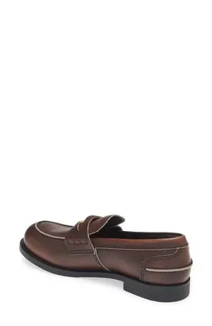 Miu Miu Burnished Penny Loafer - F0192 Ebano