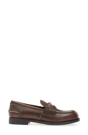 Miu Miu Burnished Penny Loafer - F0192 Ebano
