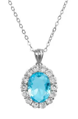 SAVVY CIE JEWELS Diana Cubic Zirconia Pendant Necklace - Laguna Blue