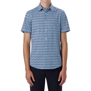Bugatchi Ooohcotton® Button-up Short Sleeve Shirt - Classic Blue