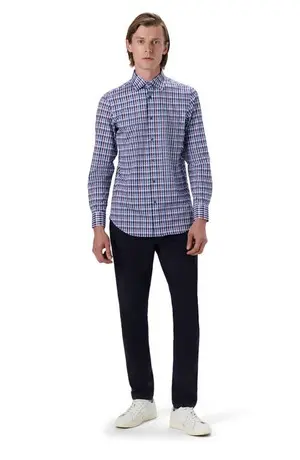 Bugatchi Ooohcotton® Tattersall Check Stretch Cotton Button-up Shirt