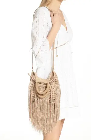 PETIT KOURAJ Mini Fringe Top Handle Bag