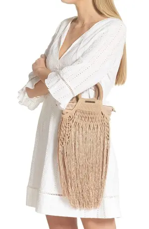 PETIT KOURAJ Mini Fringe Top Handle Bag