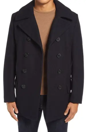 SCHOTT Melton Wool-blend Pea Coat