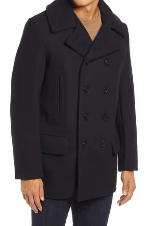 SCHOTT Melton Wool-blend Pea Coat