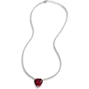 SAVVY CIE JEWELS Sterling Silver & Lab Sapphire Tennis Necklace - Red
