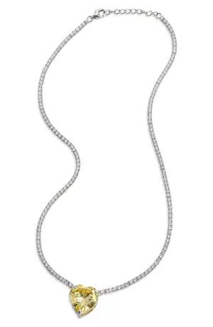 SAVVY CIE JEWELS SAVVY CIE JEWELS Sterling Silver & Lab Sapphire Tennis Necklace Yellow