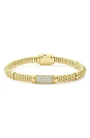 Lagos 18k Diamond Caviar Rope Bracelet - Gold