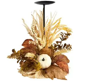 NEARLY NATURAL 12' Autumn Harvest & Pumpkin Fal L Candle Holder - One-color