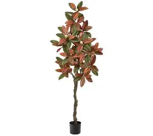 NEARLY NATURAL 6' Fall Magnolia Artificial Tree - One-color