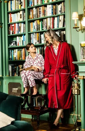 PETITE PLUME Cotton Flannel Robe - Red