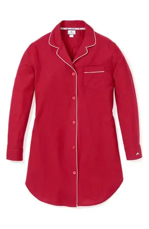PETITE PLUME Cotton Flannel Nightshirt - Red