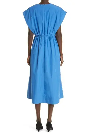 Co Gathered A-line Poplin Midi Dress
