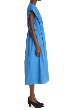 Co Gathered A-line Poplin Midi Dress