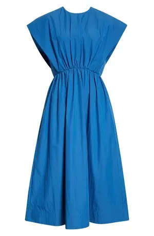 Co Gathered A-line Poplin Midi Dress