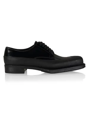 Prada Men's Brushed Leather Derby Loafers - Nero  - Nero
