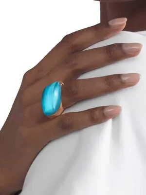 Vhernier Aladino 18k Rose Gold, Rock Crystal, & Gemstone Ring - Jade