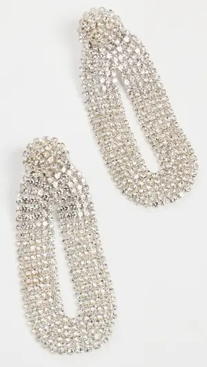 Deepa Gurnani Shyna Mesh Hoop Earrings - Silver