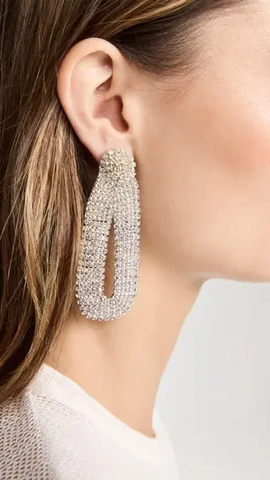 Deepa Gurnani Shyna Mesh Hoop Earrings - Silver