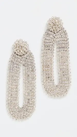 Deepa Gurnani Shyna Mesh Hoop Earrings - Silver