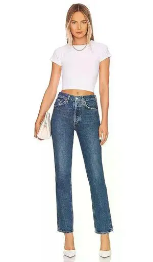 AGOLDE Lana Mid Rise Straight In Denim-light