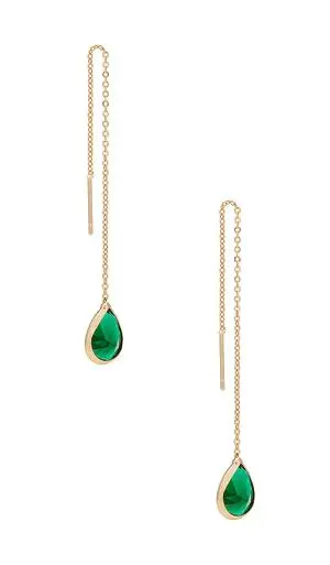 Ettika Barely There Chain Dangle Earrings - Green Crystal