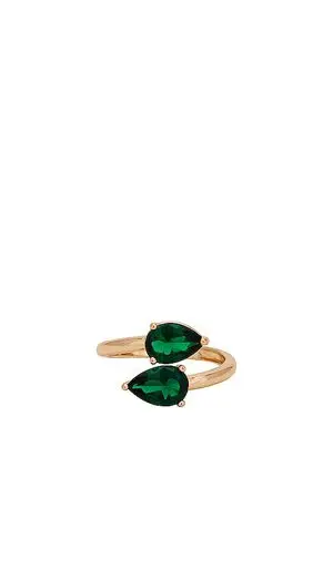 Ettika Crystal Teardrop Wrap Ring - Green Crystals