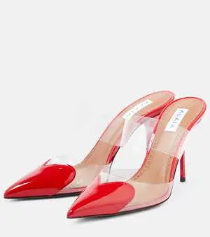 Alaïa Cœur Patent Leather Mules - Red