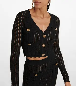 SELF-PORTRAIT Embellished Knit Cropped Cardigan