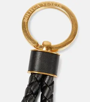 Bottega Veneta Intreccio Leather Keyring - Black
