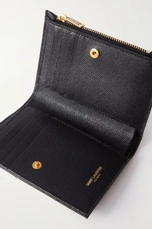 Saint Laurent Cassandre Quilted Textured-leather Wallet - Black