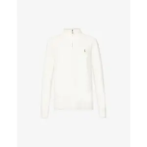 Polo Ralph Lauren Polo Ralph Lauren Half-Zip Logo Embroidered Cotton Jersey Sweatshirt Chic Cream