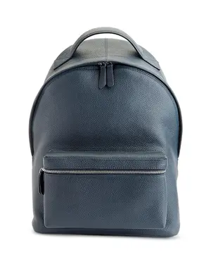 ROYCE NEW YORK 13-in. Laptop Pebbled Leather Backpack - Navy Blue