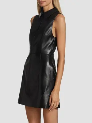 Alice + Olivia Ellis Zip-front Faux Leather Minidress
