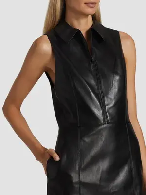 Alice + Olivia Ellis Zip-front Faux Leather Minidress