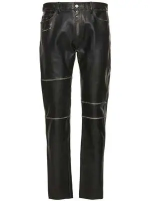 MAISON MARGIELA Vintage Effect Slim Cut Leather Pants - Black
