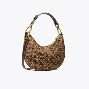 Tory Burch T Monogram Calf Hair Mini Crescent Bag