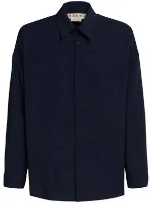 Marni Logo-tag Long-sleeve Shirt - Blue