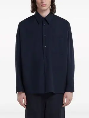 Marni Logo-tag Long-sleeve Shirt - Blue