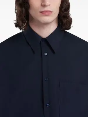 Marni Logo-tag Long-sleeve Shirt - Blue