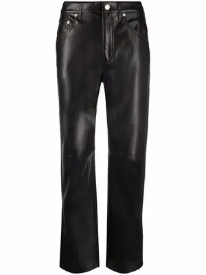 Nanushka Faux-leather Cropped Trousers - Black