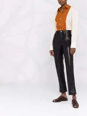 Nanushka Faux-leather Cropped Trousers - Black