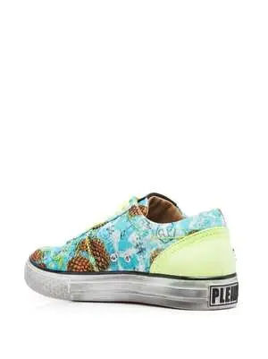 Philipp Plein Flame-print Canvas Low-top Sneakers