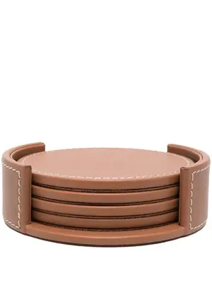 Ralph Lauren Wyatt Leather Coasters - Brown