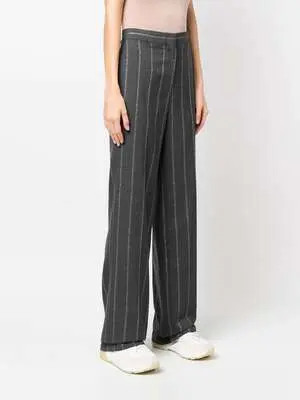 Stella McCartney Stitch-detail Striped Trousers - Grey