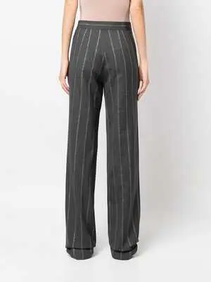 Stella McCartney Stitch-detail Striped Trousers - Grey