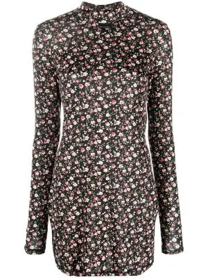 Palm Angels Floral-print Mock Neck Dress